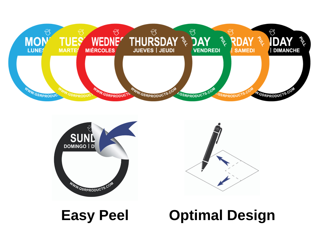 1" Removable Day Labels - Peel Tab - Day Dots - Meal Prep Stickers ...
